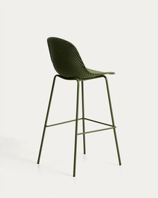 Zelená kovová/plastová zahradní barová židle Quinby – Kave Home