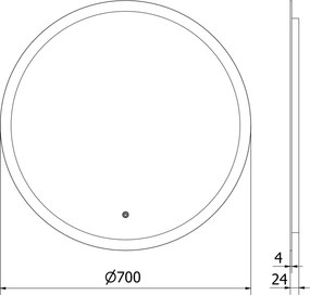Mexen Oro koupelnové zrcadlo podsvícené, kulaté 70 cm, LED 6000K, proti zamlžování - 9824-070-070-611-00