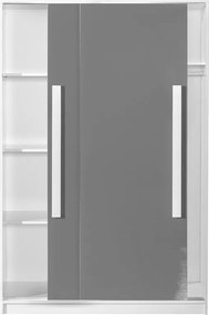Šatní skříň s posuv. dveřmi GULLIWER 12 bílá/šedá lesk