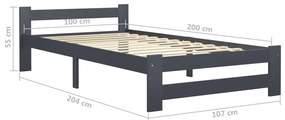 vidaXL Marketos Rám postele bez matrace Tmavě šedý masiv borovice 100x200 cm