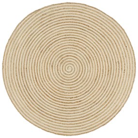 Ručně vyrobený koberec z juty se spirálovým potiskem - bílý | 120cm