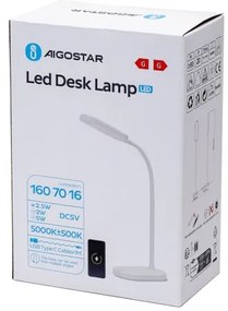 Aigostar - LED Stmívatelná stolní lampa s bezdrátovým nabíjením LED/2,5W/5V bílá