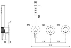 Sapho Ultrasan sprchová baterie podomítková s ruční sprchou 2 výstupy černá matná chrom UT045VBC