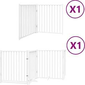 Zábrana pro psy s dvířky skládací 6 panelů bílá 480 cm topol 3155733