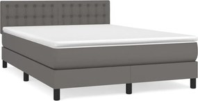 Box spring postel s matrací šedá 140 x 190 cm umělá kůže 3141123
