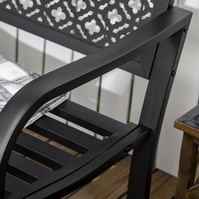 Zahradní lavička Outsunny 2místná lavička s opěradlem a područkami, ocel, max. 240 kg, květinový vzor, černá, 127 x 63 x 83 cm pro zahradu a terasu |…