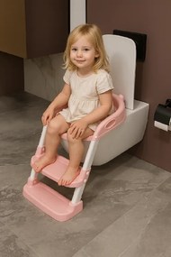 Dětské schůdky 03 s nástavcem na WC růžové
