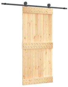 Posuvné dveře s kováním 90 x 210 cm masivní borové dřevo,  3203067