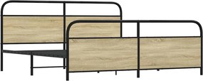 Kovový rám postele bez matrace dub sonoma 193 x 203 cm 3318654