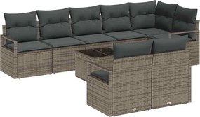 Set pohovek 9 ks Šedá polyratan 3346439