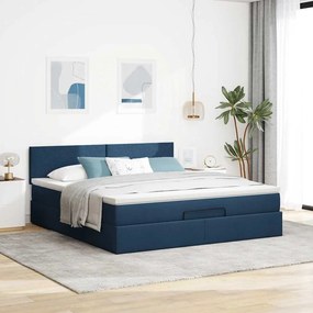 Osmanský rám postele s matrací modrá 180x200cm textil 3311400