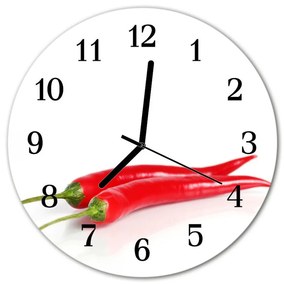 Skleněné hodiny kulaté paprika