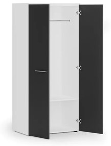 Kancelářská šatní skříň PRIMO WHITE, 1 police, šatní tyč, 1781 x 800 x 500 mm, bílá/grafit