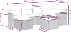 7dílná zahradní sedací souprava s poduškami černá polyratan 3263801