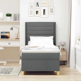Postel s boxspringem s matrací Tmavě šedá 100 x 200 cm textil 3341757