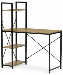 Pracovní stůl s regálem MDF dub černý kov GD-512 OAK