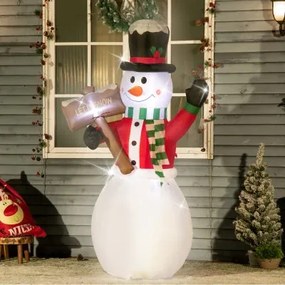 Outsunny Nafukovací sněhulák, venkovní vánoční dekorace, 1,80 m, Santa Claus, včetně ventilátoru, vícebarevný