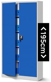 JAN NOWAK - Kovová policová skříň se zámkem JANH eco - šedá/modrá - rozměr 195x90 cm - 3D6469