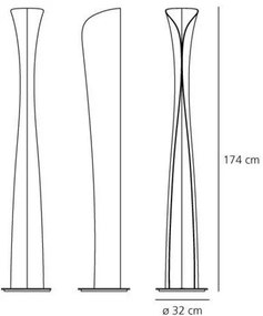 Artemide 1361020A Cadmo, designová stojací lampa s bílou vnější a bílou vnitřní úpravou se stmívačem, 44W + 10W LED 3000K, výška: 174 cm