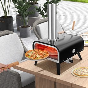 Costway Venkovní pec na pizzu z nerezové oceli s kamenem na pizzu a lopatkou