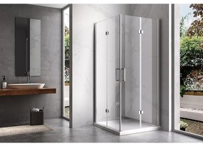 BPS-koupelny Čtvercový sprchový kout HYD-SK08C 90x90 chrom/transparent + vanička HYD-OSV-ST02B bílá