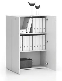 PLAN Nízká kancelářská skříňka SEGMENT, uzamykatelná, 2 police, 840 x 370 x 1140 mm, bílá