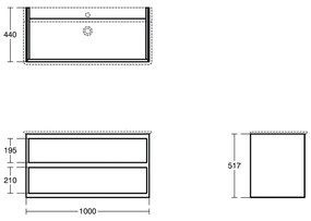 Ideal Standard Connect Air- Skříňka pod umyvadlo 100cm, 2 zásuvky, Dekor světlé dřevo + matný hnědý lak E0821UK