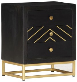 Noční stolek černozlatý 40x30x50 cm masivní mangovníkové dřevo,  286517