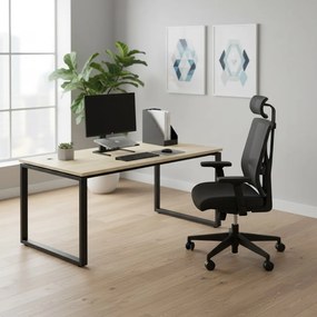 Stůl SimpleOffice 180 x 90 cm, dub světlý / černá