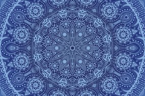 Tapeta okrasná Mandala s krajkou v modré