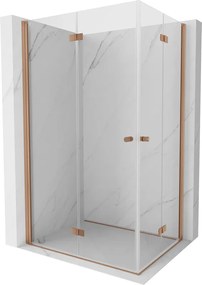 Mexen Mist-F Duo, skládací sprchový kout 100 x 80 cm, čiré sklo, měděný matný profil, 8A6-100L-080P-65-00