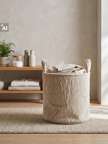 Sinsay - Úložný koš s hebkým povrchem a uchy - béžová