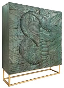 Massive home | Vysoká komoda Snake tyrkysová 120cm mangové dřevo