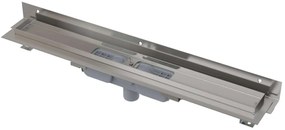 Alca - Sprchový žlab Flexible Low 55 cm, s nastavitelným límcem ke stěně, svislý odtok, nerez APZ1104-550