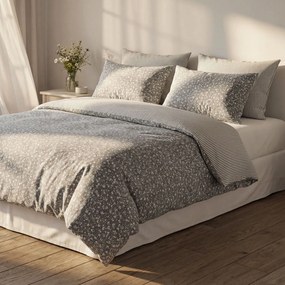 Bavlněné prodloužené povlečení Venkovský sen - středně šedé - nové Velikost: 140 x 220 + 70 x 90
