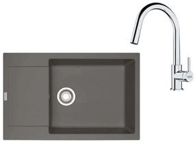 Franke - Kuchyňský set G260ŠK, fragranitový dřez MRG 611-78 BB a baterie FS 3229.031, šedý kámen/chrom 114.0700.725