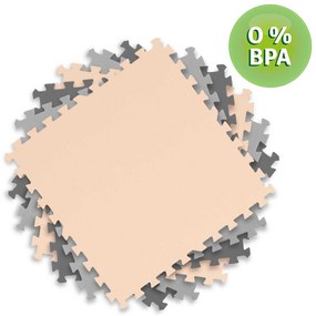 Ricokids šedo-broskvová velká pěnová podložka puzzle 180x180 cm 9 ks pro dětské hřiště a bezpečné hraní