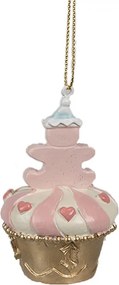 Růžovo-zlatá vánoční ozdoba Cupcake - Ø 5*8 cm