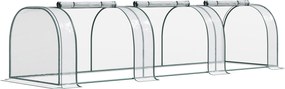 Fóliový skleník Outsunny Skleník s dveřmi 350 x 100 x 80 cm, průhledné PVC pro pěstování rostlin a chladicí rám, robustní ocelový rám, zelený | Aosom…