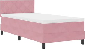 Postel s boxspringem s čelo Růžová 90 x 200 cm samet 3339217