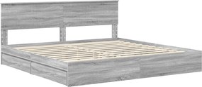Postel s úložným prostorem se zásuvkou Šedá Sonoma 200 x 200 cm 3410768