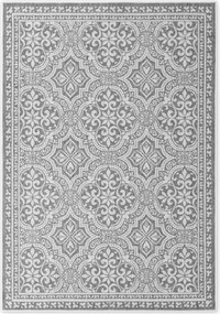 NORTHRUGS, Kusový koberec Duet Rosel 106251 White/Gray - na ven i na doma, 200x290, šedá, chodba / předsíň