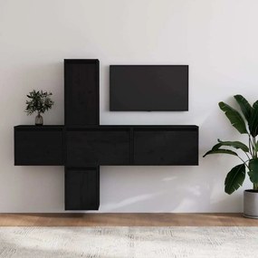 vidaXL TV skříňky 5 ks masivní borové dřevo [3100205] Barva: Černá
