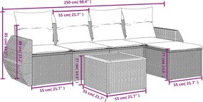 6dílná zahradní sedací souprava s poduškami béžová polyratan 3257311