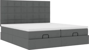 Osmanský rám postele s matrací tmavě šedý 200x200cm textil 3313700