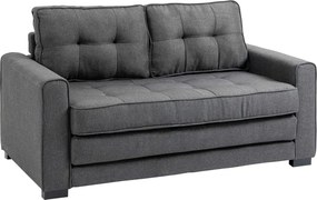 HOMCOM Rozkládací pohovka pro spaní 2-místná látková pohovka s funkcí spaní, pohovka s dotekem lnu, gumovníkové dřevo, šedá 147,5 x 75 x 85 cm | Aosom