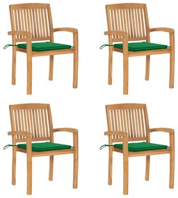 Stohovatelné zahradní židle s poduškami 4 ks masivní teak 3073215