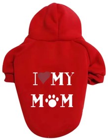 Jarní/podzimní obleček pro pejsky - "I love mom" s kapucí Barva: Červená, Velikost: 4XL