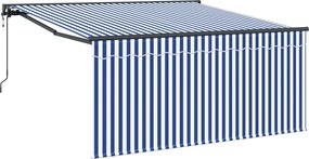 Stahovací markýza Modrá a bílá 350 x 250 cm Polyester a hliník 3330202