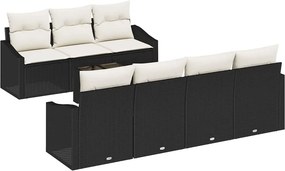 Set pohovek 8 ks Černá a krémová polyratan 3346627